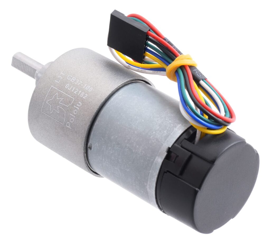 | 19:1 Metal Gearmotor 37Dx68L mm 12V with 64 CPR Encoder (Helical Pinion)