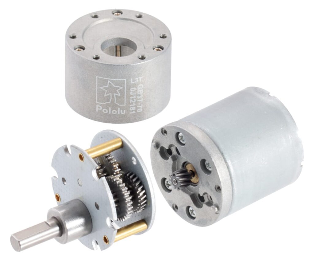 | 19:1 Metal Gearmotor 37Dx68L mm 12V with 64 CPR Encoder (Helical Pinion)