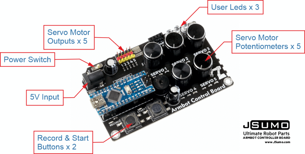| ARMBOT Control – Servo Motor Controller Board with Arduino Nano